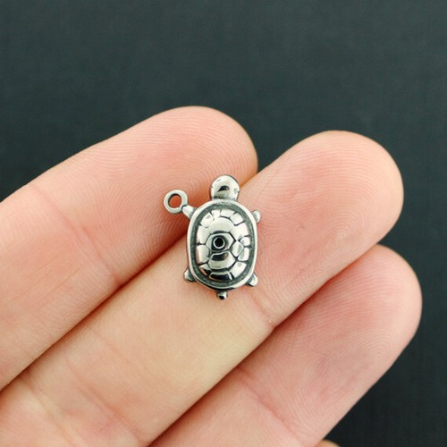 Turtle Charm Stainless Steel - Sea Turtle or Tortoise - Amazing Detail ...
