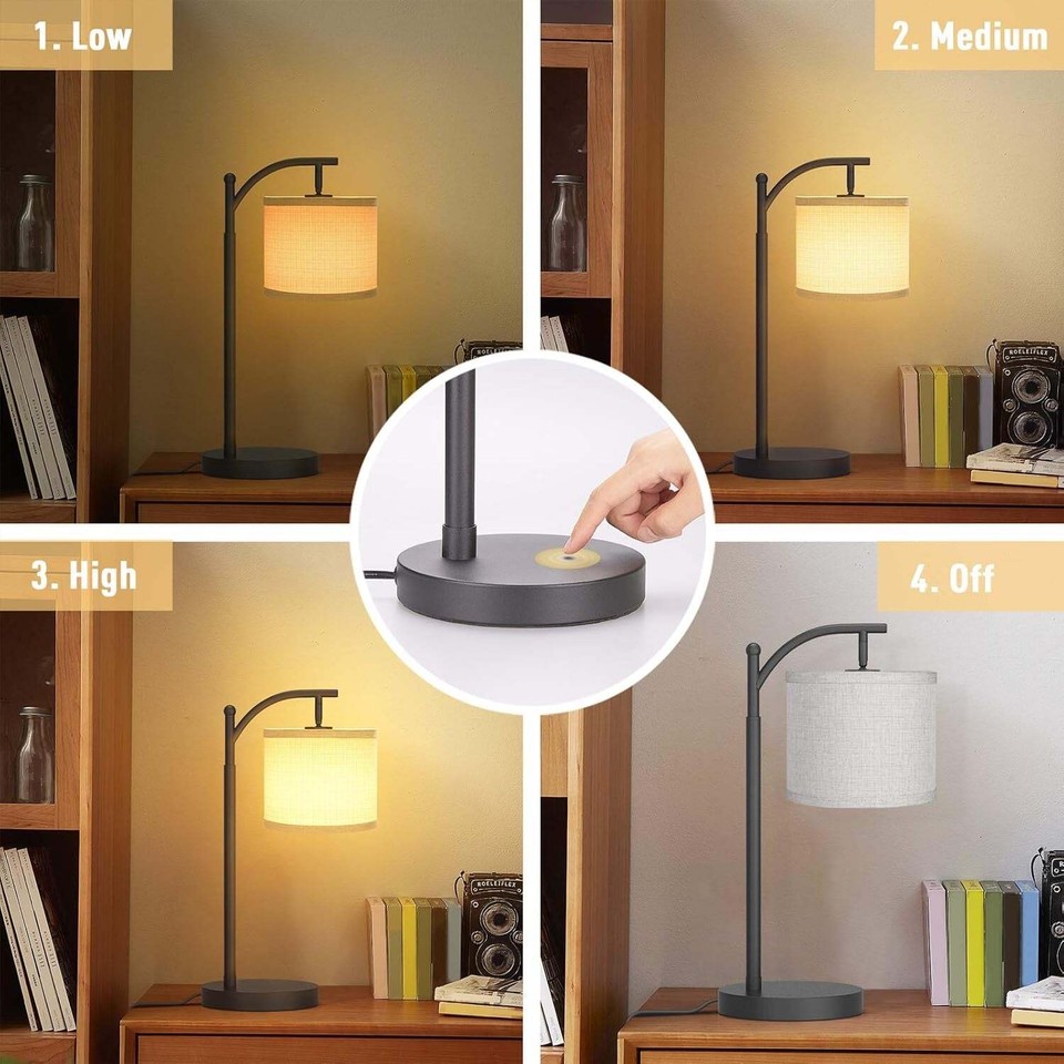 Touch Control Dimmable Table Lamp, 3 Level Brightness Bedside Table ...