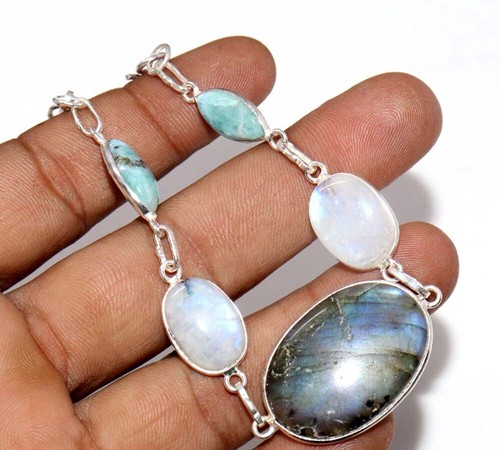 Classic Fiery Labradorite Rainbow Moonstone Gemstone Bracelet 8" GW | eBay