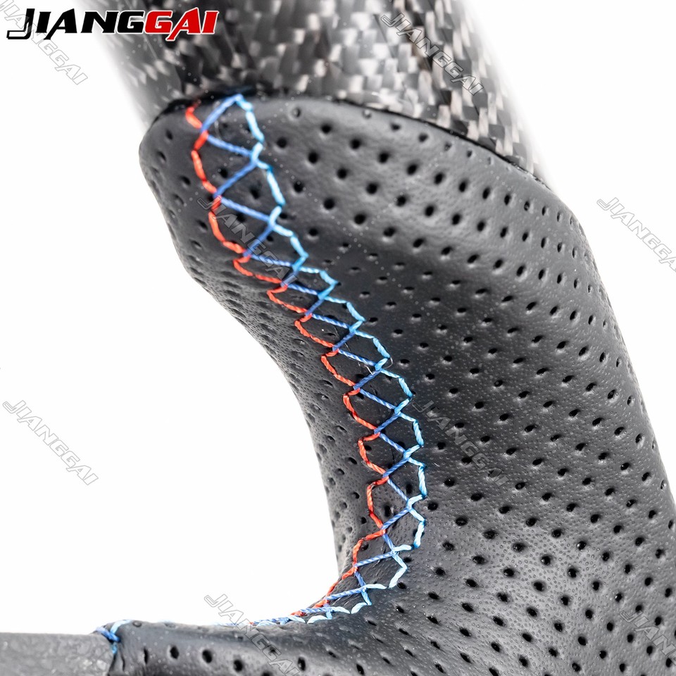 Carbon Fiber Perforated Leather LED Steering Wheel For BMW E60 E61 E63 ...