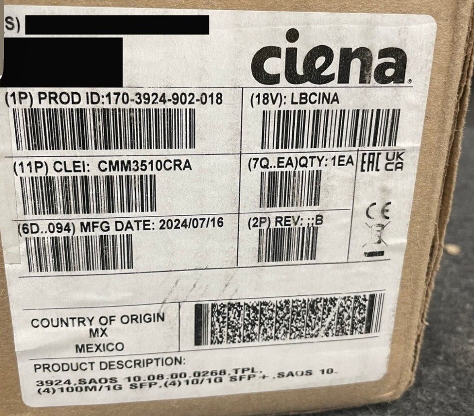 Ciena 3924 4x100M/1GbE 4x1GbE/10GbE SFP+ Platform - 170-3924-902 | eBay