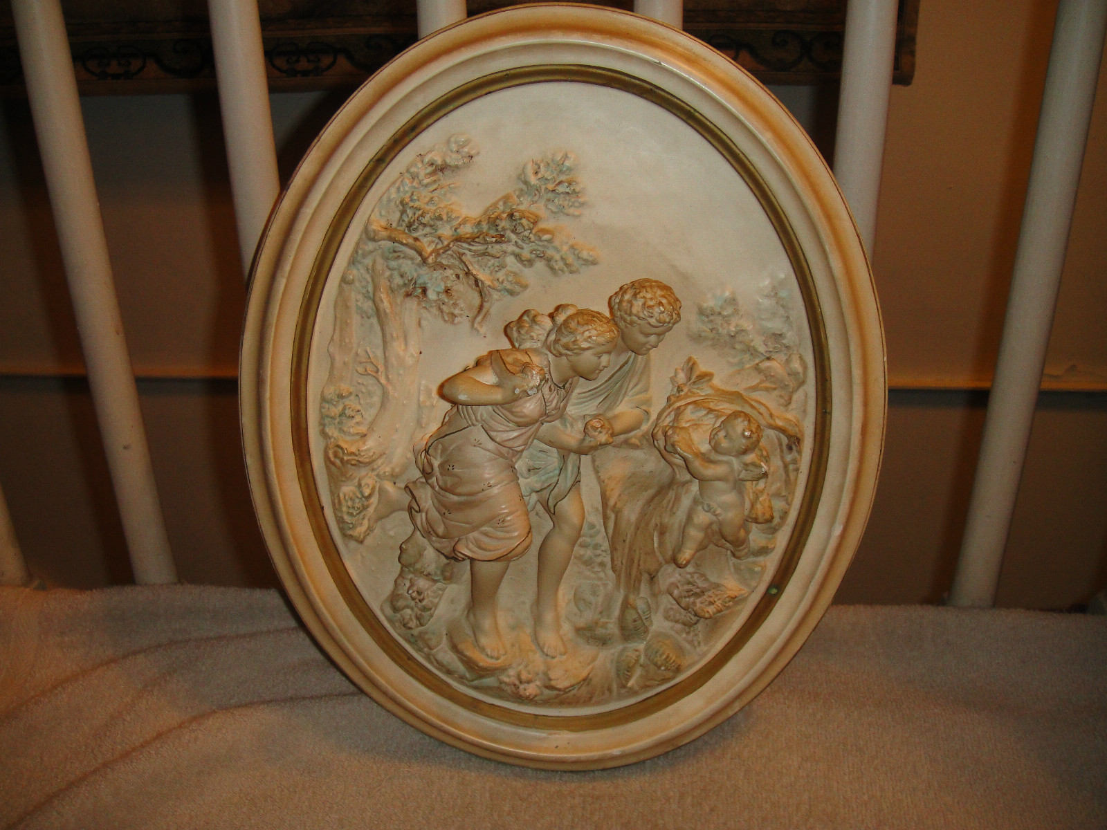 Vintage ABCO Alexander Backer Co. NY Pottery Chalkware Cherub & Roman ...