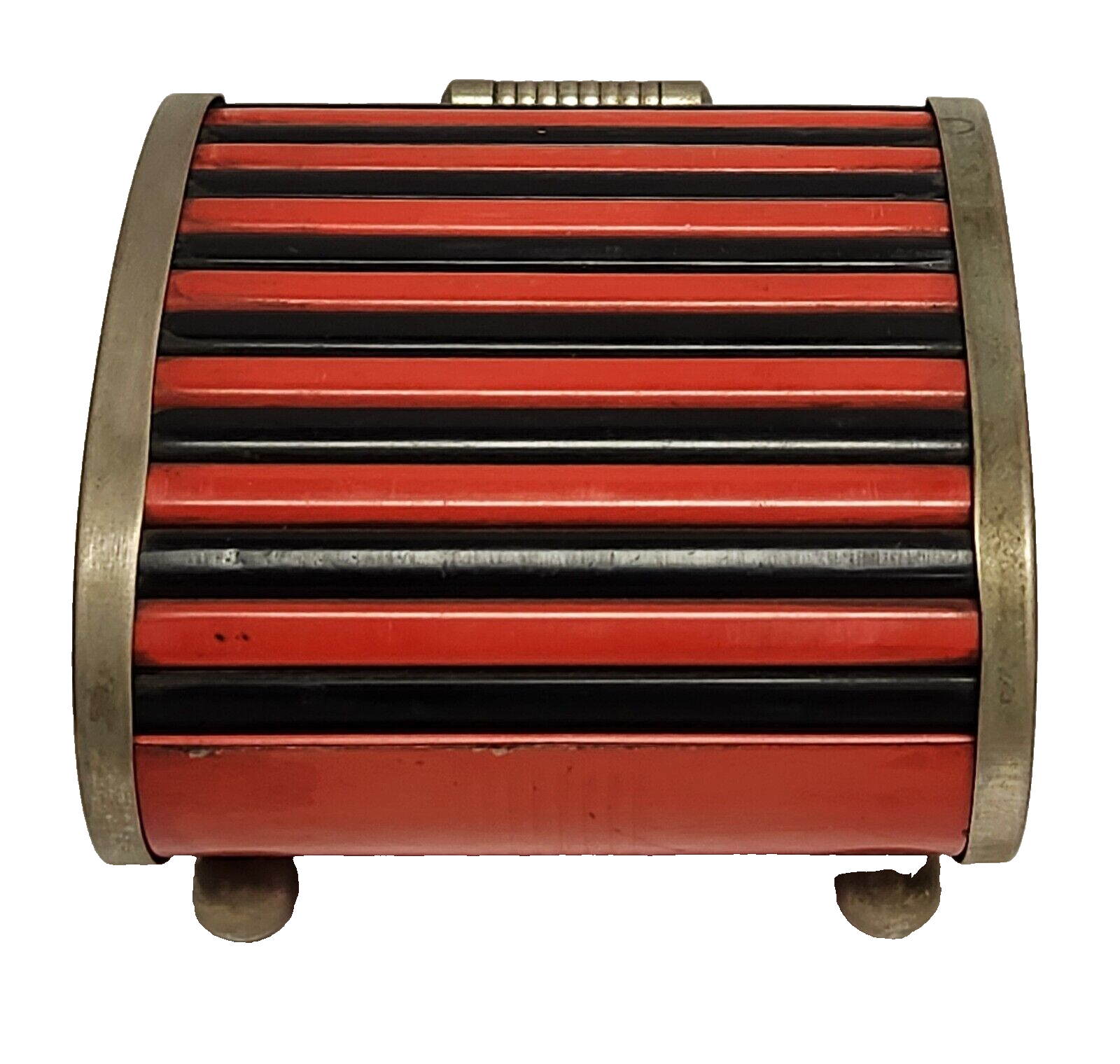 Park Sherman 1930 Deco Steel Chrome Roll Top Cigarette Box Red & Black Bakelite | eBay
