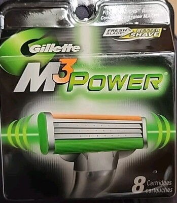 8 ct Gillette MACH3 M3 Power Razors Blades Cartridges Refills Shaver ...