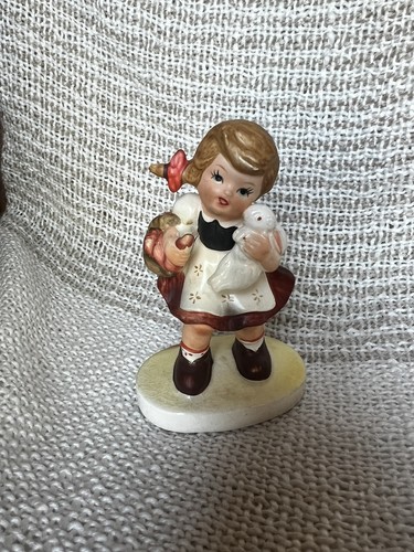 Lefton China Hand Painted Figurine Girl And Rabbit | eBay