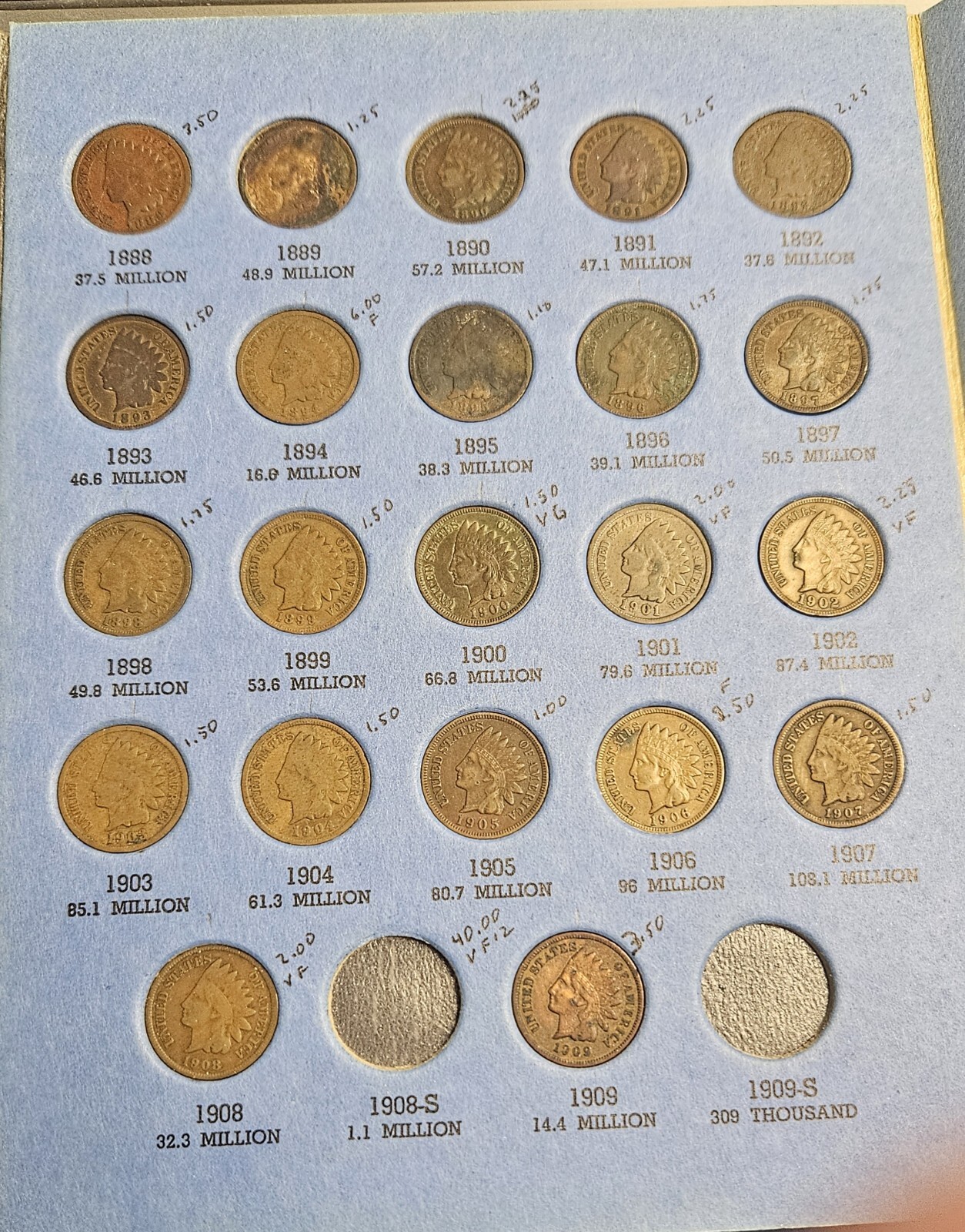 49 coins IHC INC. 1859 1C Indian Cent CHEAP MANY KEYS | eBay