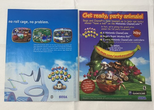 Lot of (2) 2001 Super Monkey Ball Gamecube Vintage Print Ad Poster Art ...