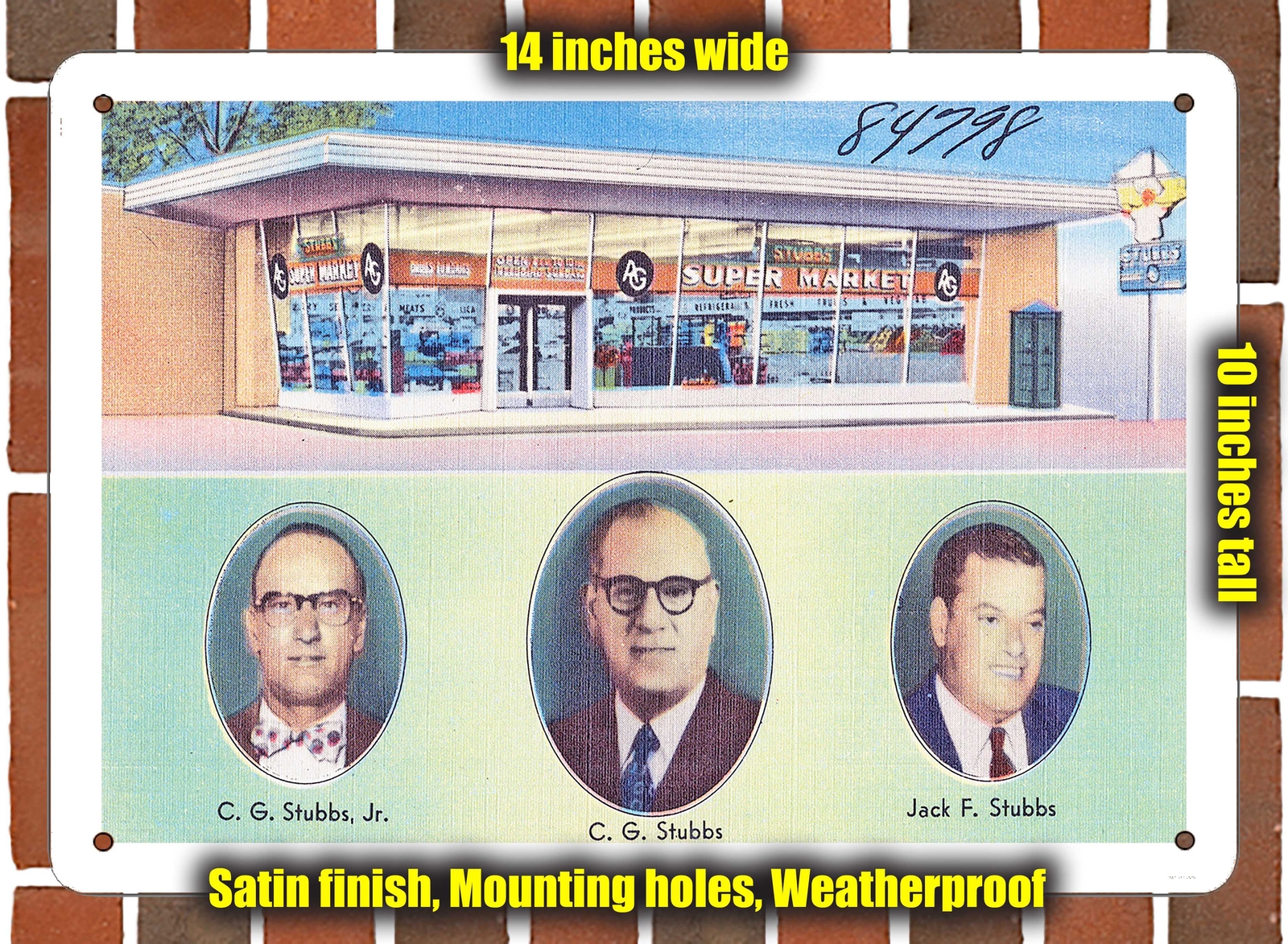 Metal Sign - Texas Postcard - Stubbs Super Market . | eBay