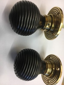 Black Ebony Beehive door handle,REEDED Victorian/Vintage style Beehive DOOR Knob | eBay