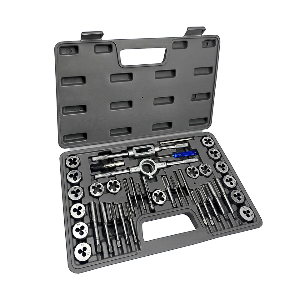 40Pc Tap & Die Set Metric Professional Split Dies Wrench Thread Steel ...