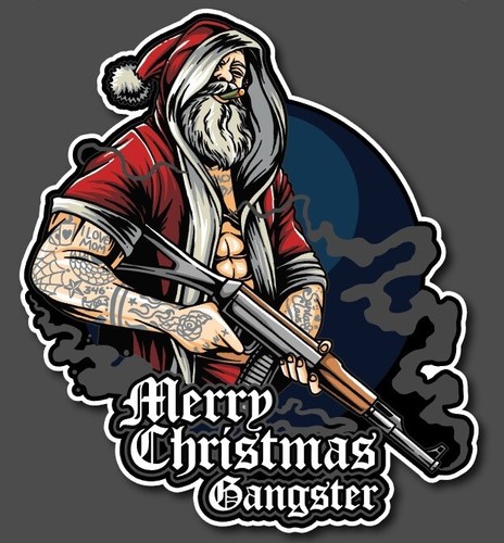 Merry Christmas Gangster Gangsta Santa Large waterproof Car sticker 200 ...
