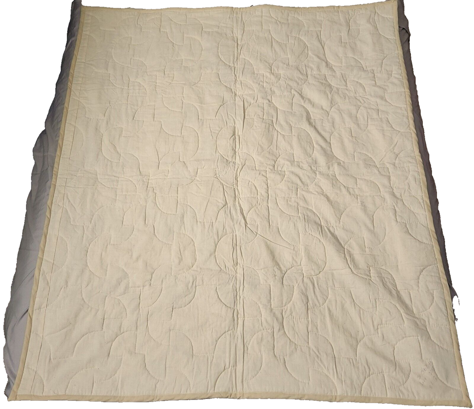 Handmade Lap/Baby Quilt Drunkards Path Pattern 42" x 38" Beige Pink ...