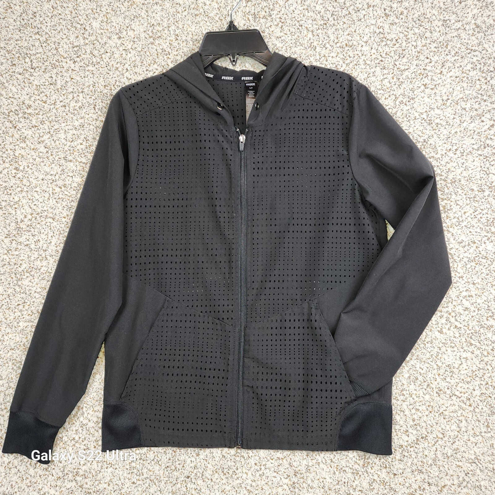 RBX Womens Athletic Jacket Small Black Mesh Hooded Zipper Yoga Running ...