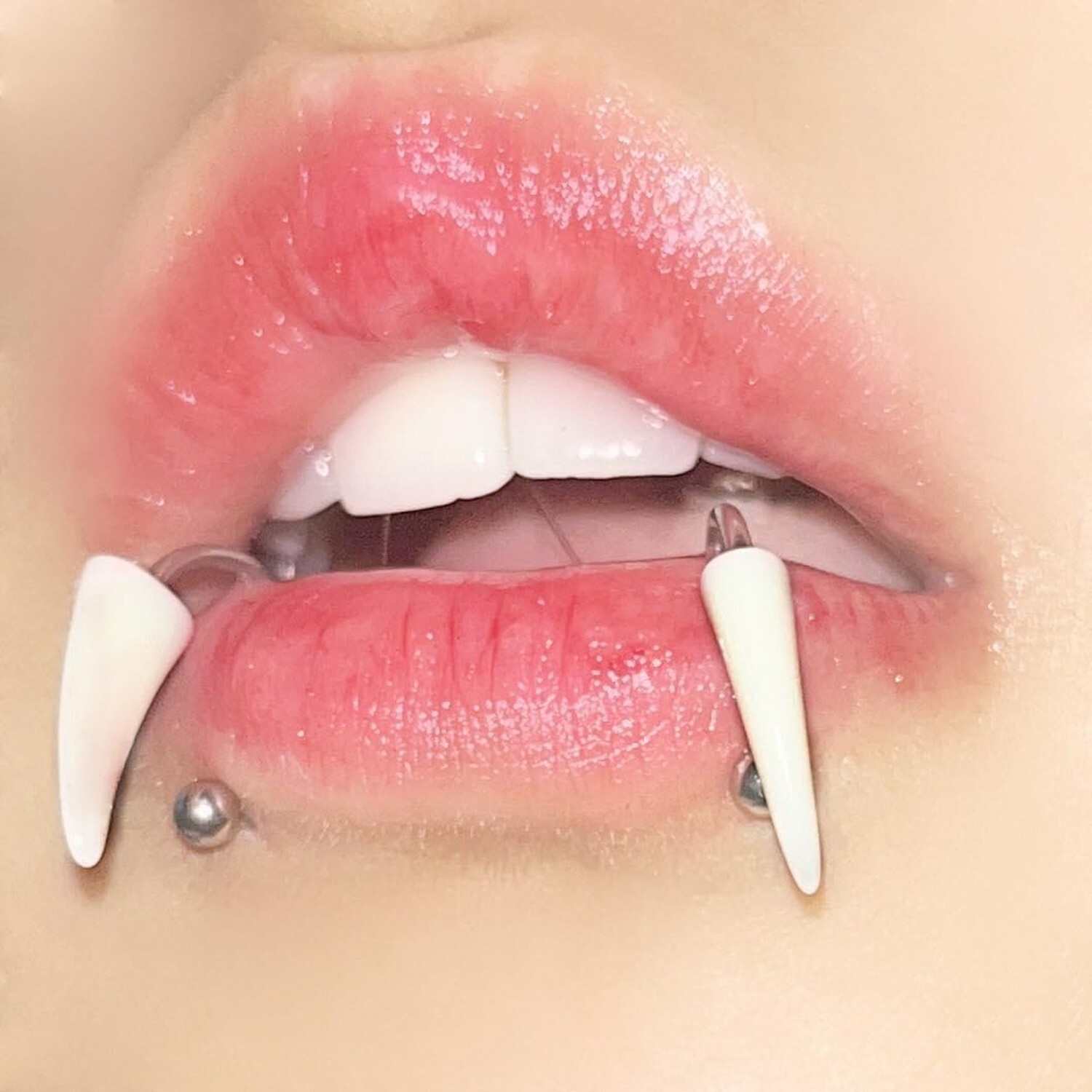 2Pcs 16G Vampire Fangs Lip Rings for Women Men Stainless Steel Snake ...