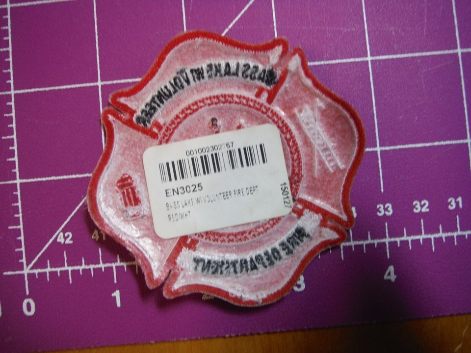 Bass Lake Wisconsin Vol. Fire department patch | eBay