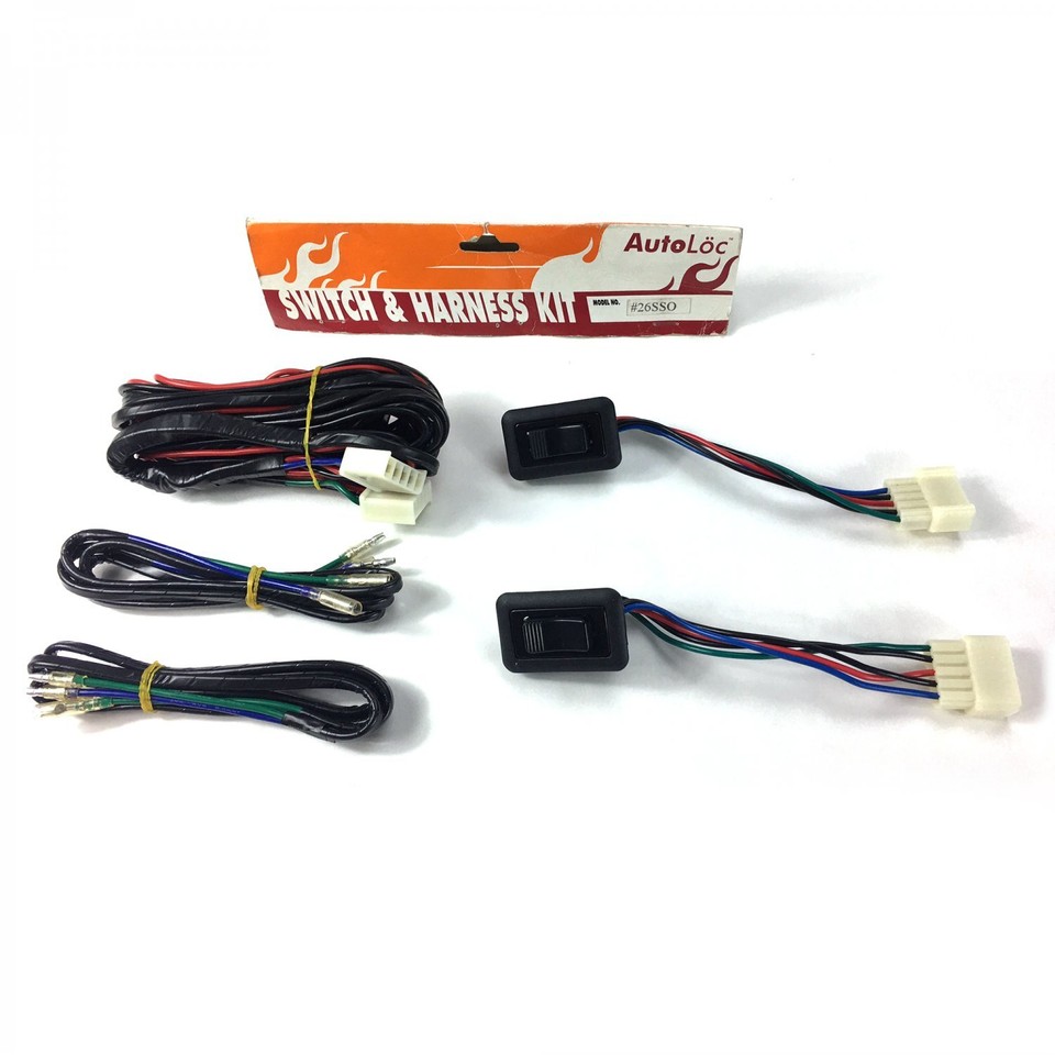 2 Door Universal Power Window Lock Switch Kit Flush Bezels 12V Wiring ...