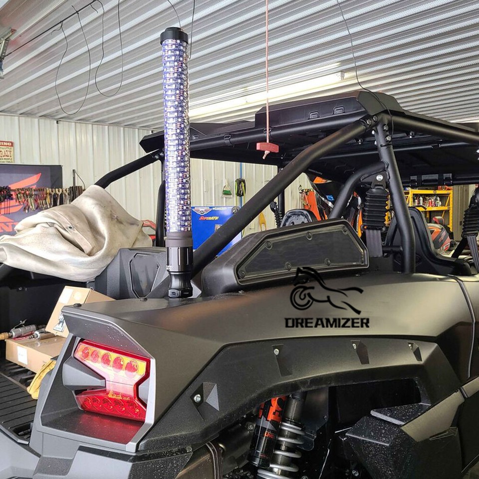 For Polaris RZR XP 4 1000 900 2FT Thick LED Whip Spiral Chasing Fat ...