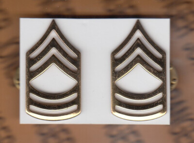 US Army Enlisted MSG MASTER SERGEANT E-8 dress rank badge set pair c/b ...
