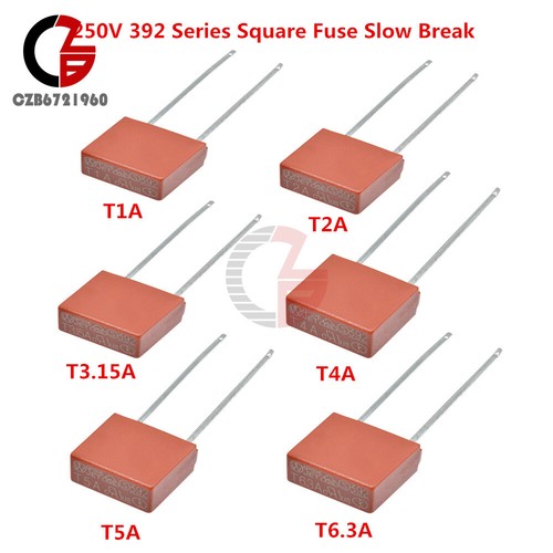 10/50/100Pcs 250V 392 Series Square Fuse Slow Break T2A T4A T1A T5A T6 ...