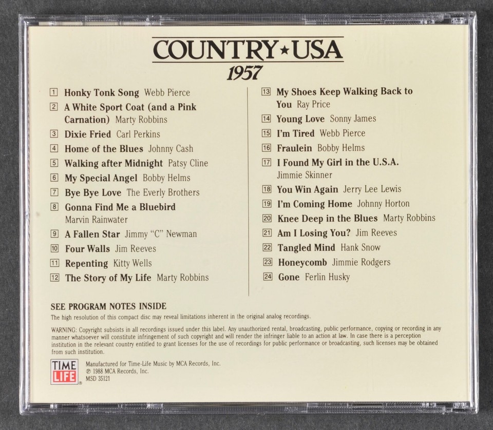 Time Life Country USA 1957 CD NEW Sealed 24 Tracks CTD-02 1988 | eBay