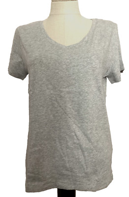 TIME AND TRU GRAY RELAXED FIT CORE V-NECK SHORT SLEEVE KNIT TEE SHIRT ...