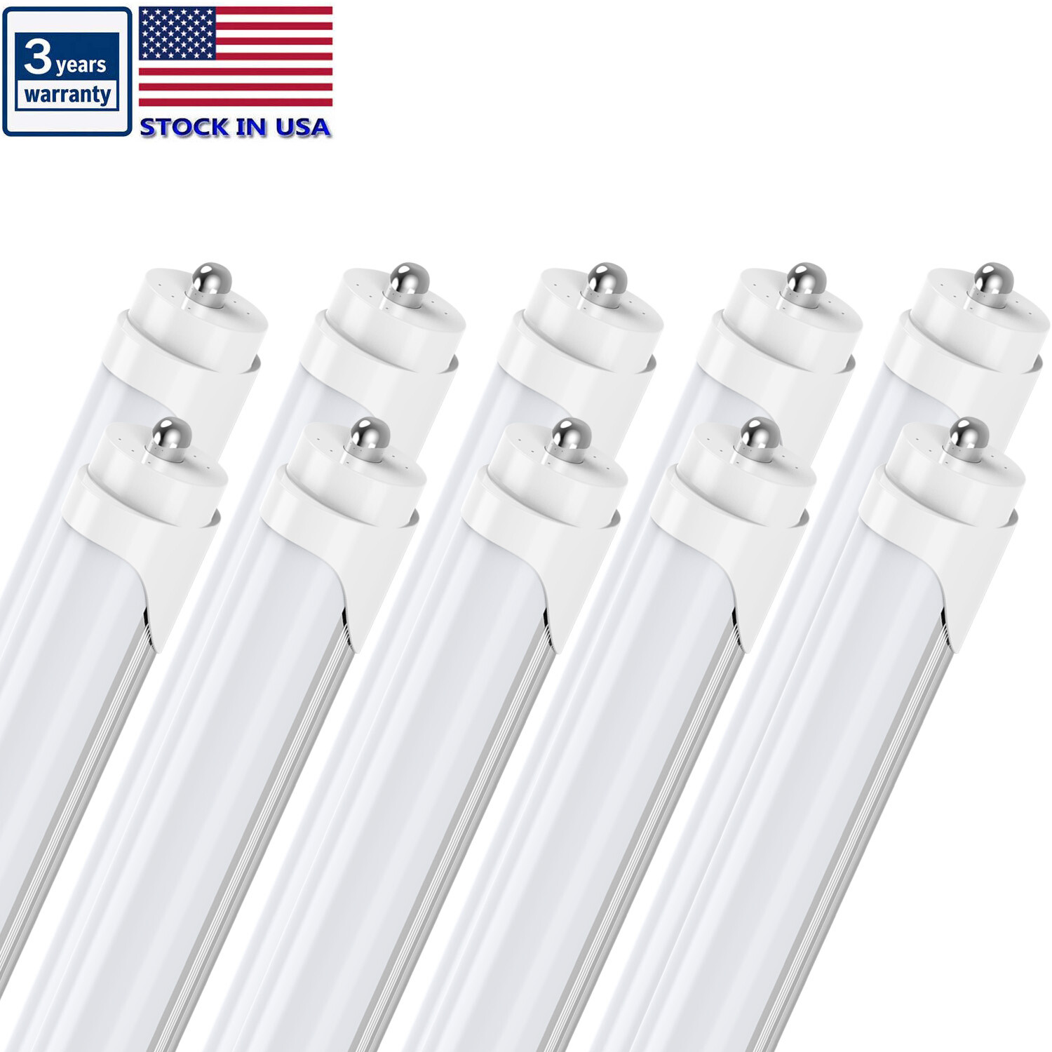 12PCS 8FT Frosted LED Tube Light Bulb T8 FA8 72W 6000K Single Pin LED ...