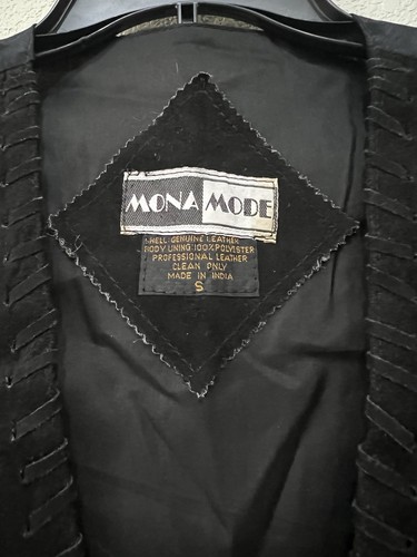 Mona Mode Vintage Genuine Leather Western Black Vest. Size Small. NWT | eBay