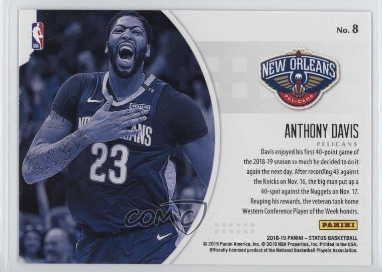 2018-19 Panini Status Symbols Blue Anthony Davis #8 02v3 | eBay