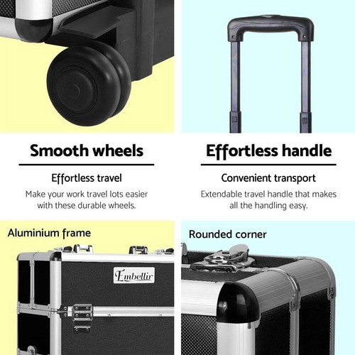 Embellir Makeup Case Beauty Trolley Cosmetic Organiser Box Travel ...