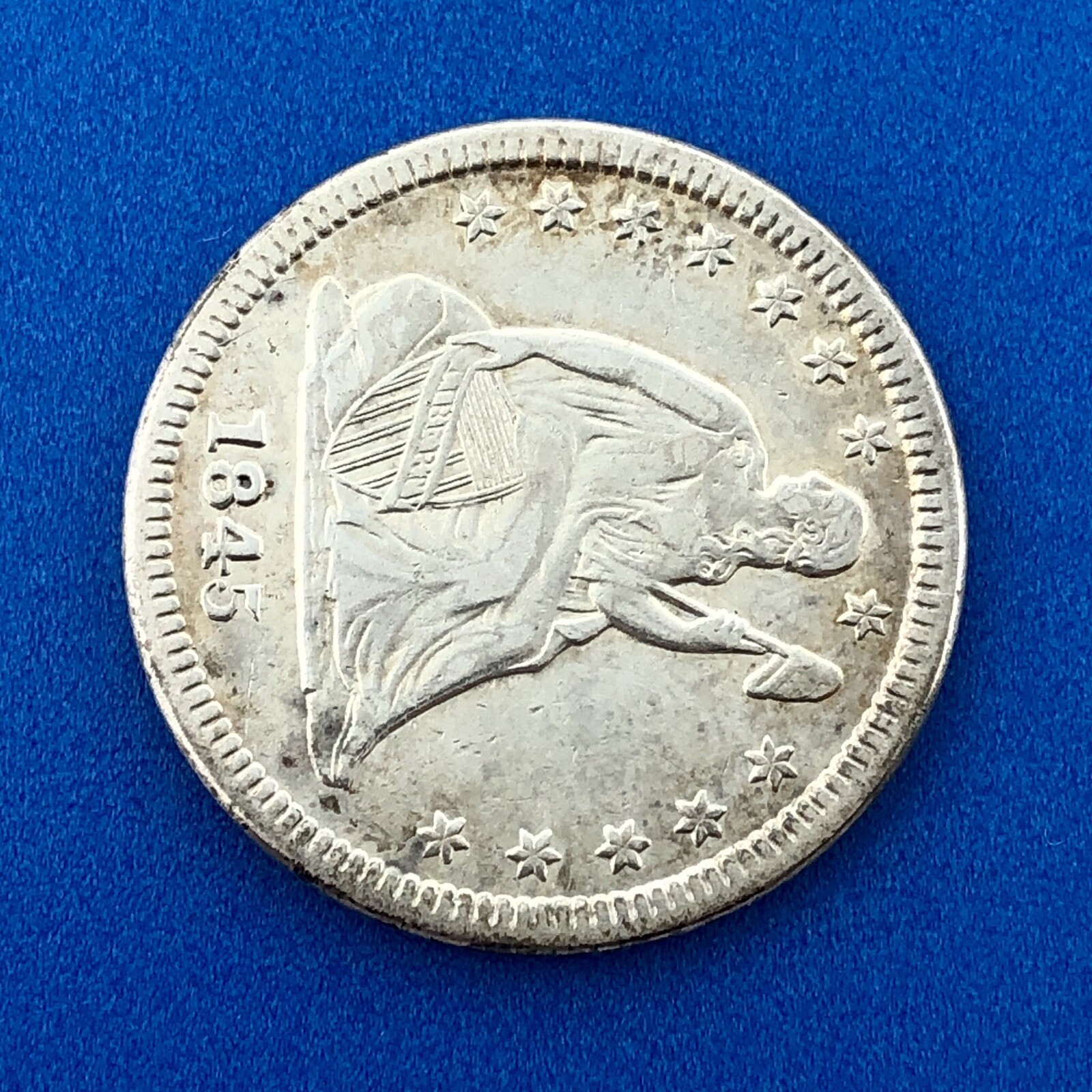 1845 P Seated Liberty Silver Quarter Dollar $.25 25c Philadelphia AU ...