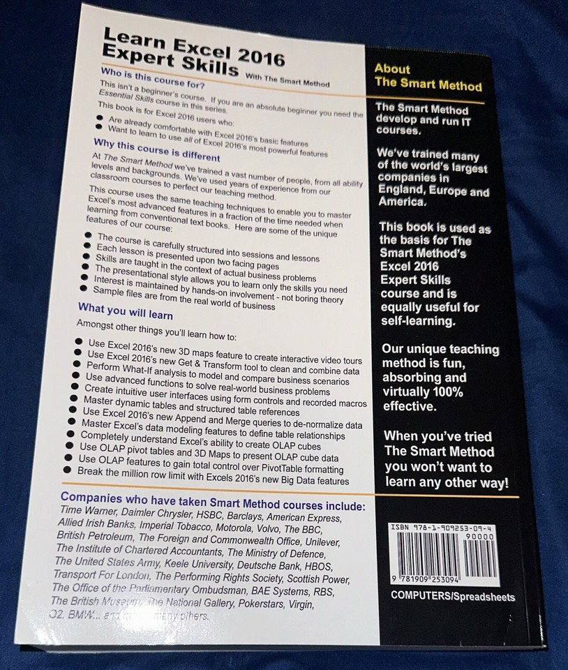 Learn Excel 2016 Expert Skills with The Smart Method by Smart, Mike 9781909253094| eBay