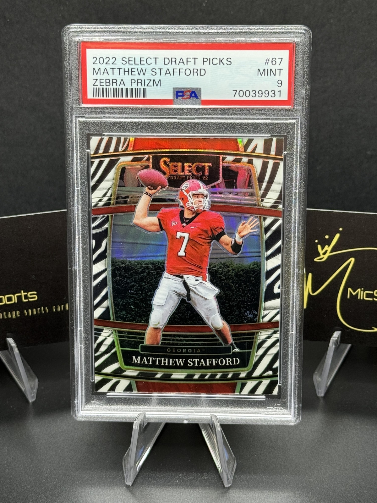 2022 Panini Select Draft Picks Matthew Stafford #67 Zebra Prizm PSA 9 ...