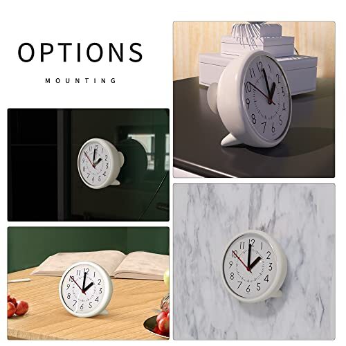 Bathroom Wall Clock Waterproof Suction Cup Silent Non Ticking Clocks ...
