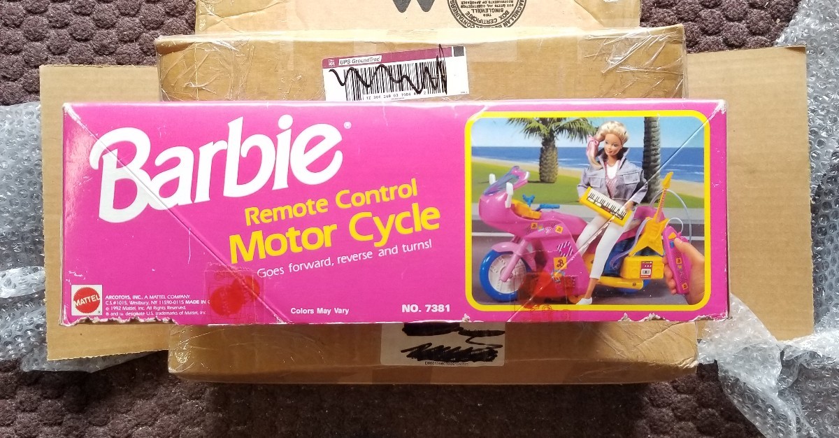Vintage Mattel Barbie Remote Control Motor Cycle Pink Scooter 1992 NEW ...