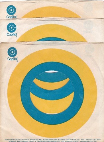 LOT OF 3 CAPITOL DARK YELLOW BLUE CIRCLES 7" 45 RPM Original Record Co ...