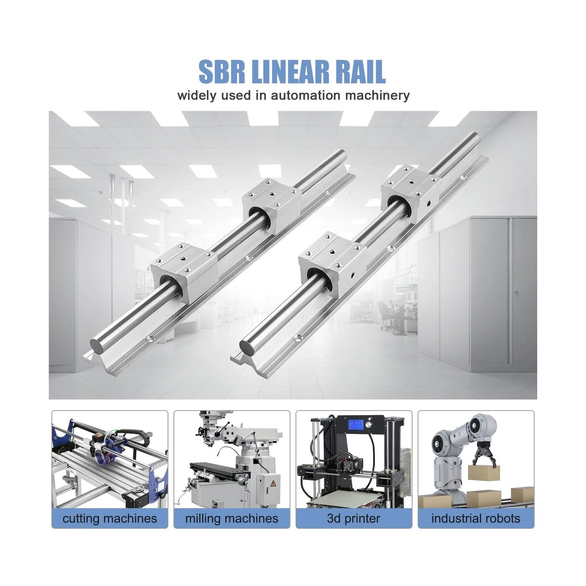 Linear Rails SBR16 Linear Rail Kit - 600mm (23.6") Chrome Plated Rails ...