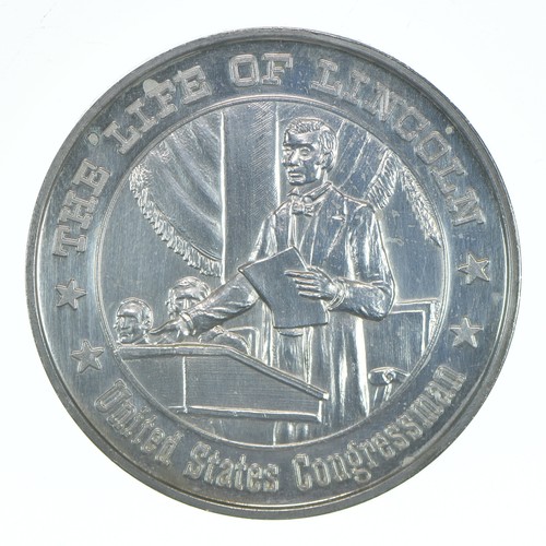 Sterling Silver - The Life Of Lincoln - - 925 - 31.3 Grams Round/Art ...