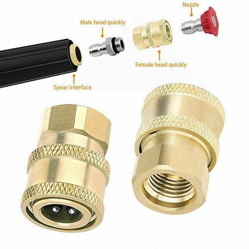 Ball Lock Design Pressure Washer Coupler 1/4\'\' NPT 2 Safety Fittings ...
