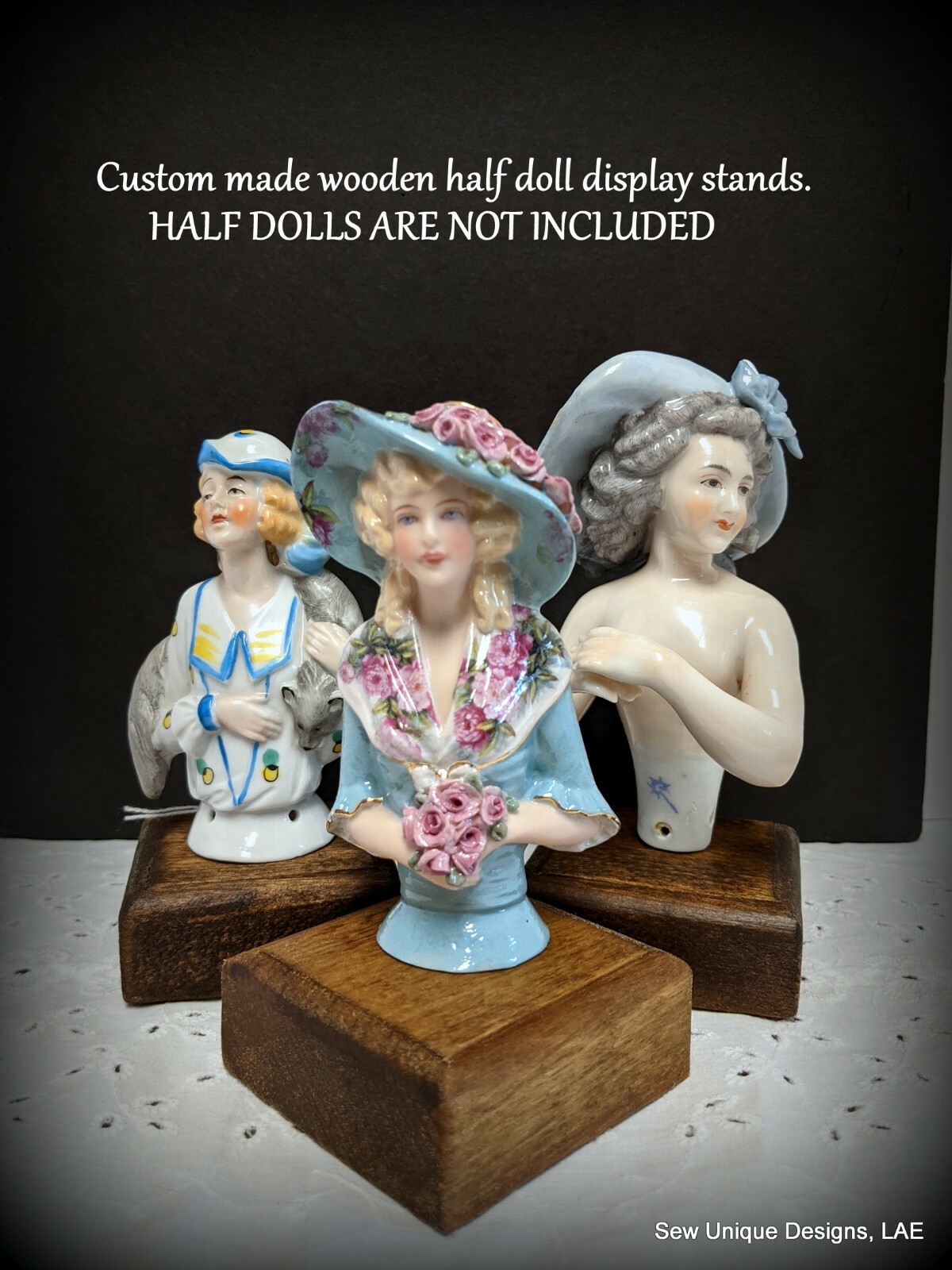 Half Doll Wooden Display Stand, Doll Stand, Pincushion Doll Stand ...