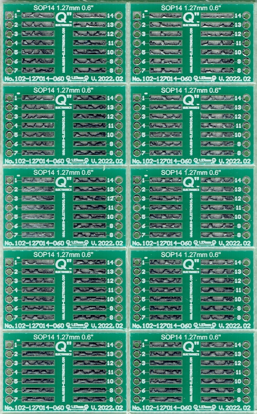 SO14, SOP14, SOIC14 1.27mm(0.05") to DIP 0.6" (1.27mm pin raster) - 10 ...