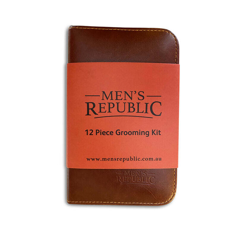 12pc Men's Republic 12.5cm Grooming Zipper Bag Trimmer/Shaver/File Kit ...