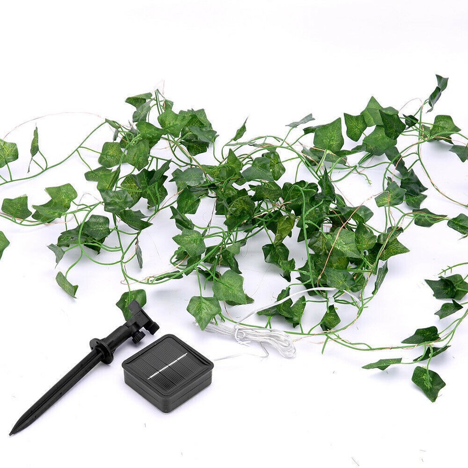 5M 10M LED Solar Powered Ivy Vine Fairy String Lights Garden Outdoor ...