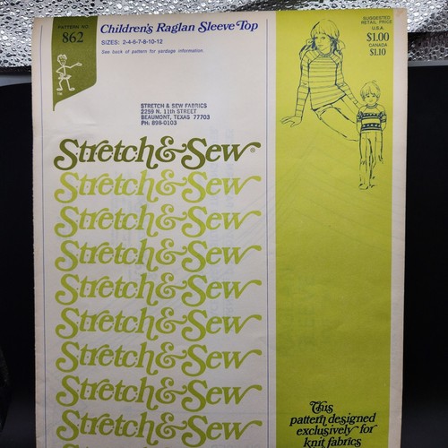 Stretch & Sew 862 Children's Raglan Sleeve Top Ann Person VTG Master ...
