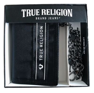 True Religion Charli Trifold Chain Wallet in Black w Zippered Change ...