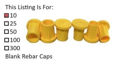 5/8" YELLOW SURVEYORS #5 REBAR CAPS 10pcs, SURVEY MARKER, PROPERTY ...