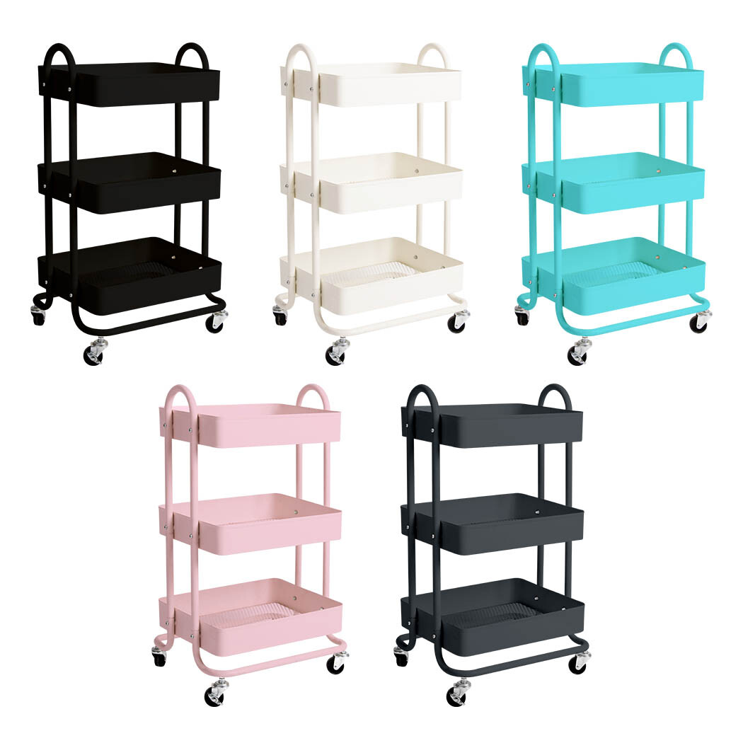 Levede Kitchen Trolley Cart 3 Tiers Storage Rack Steel Shelf Organiser ...