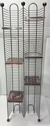 Vintage Metal Wire CD Tower Rack Stand Holds 120 CDs 37” Tall Y2K Media ...