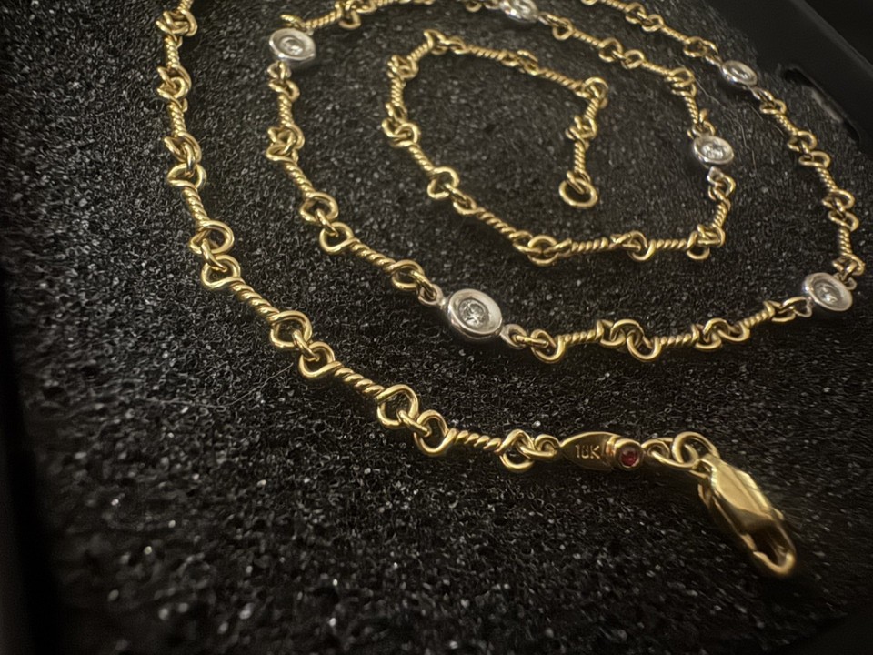 Roberto Coin 18K White & Yellow Gold Diamond Station Necklace | eBay
