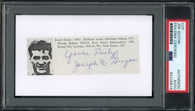 Joe Guyon HOF Signed/Inscribed Cut Photo on 3x5 Card Giants PSA/DNA ...