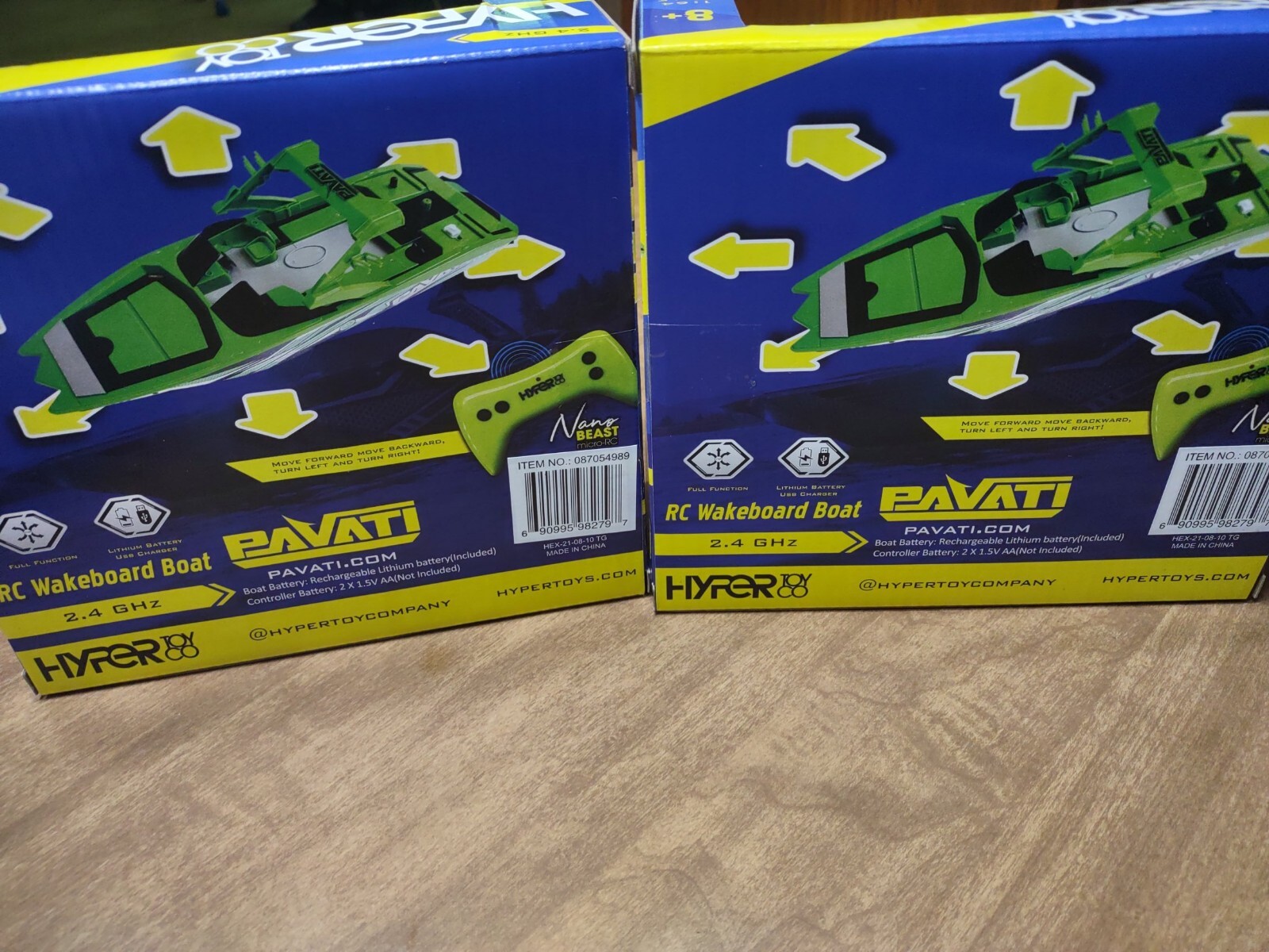 PAVATI RC WAKEBOARD BOAT NEON YELLOW 1:64 2.4 GHz HYPER TOY Remote ...